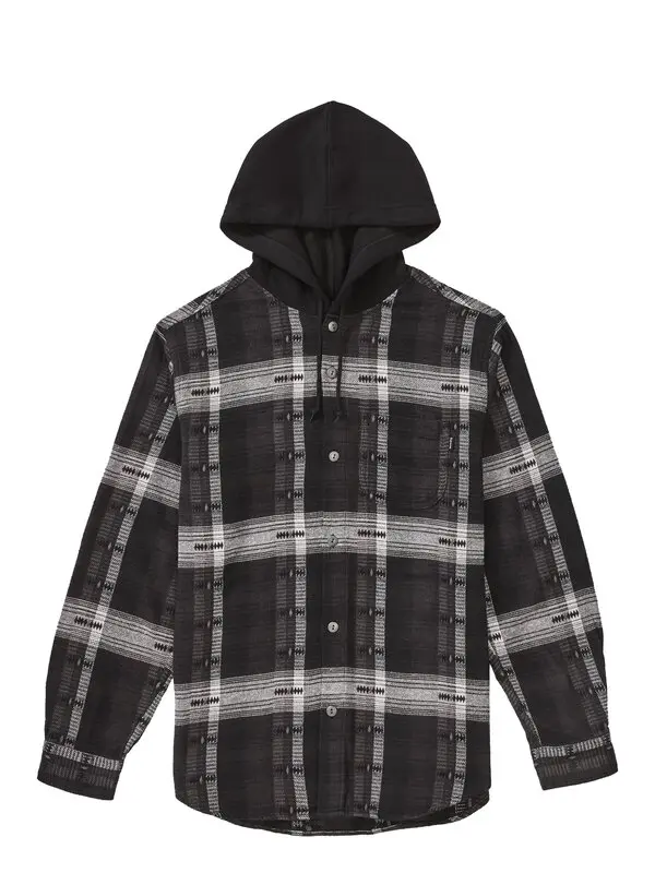 Supreme Hooded Jacquard Flannel Shirt - Black