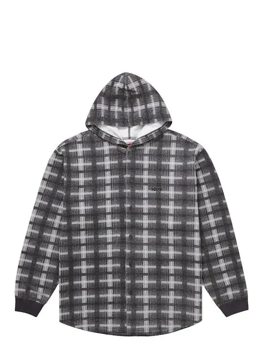 Supreme Plaid Knit Hooded Shirt - Black