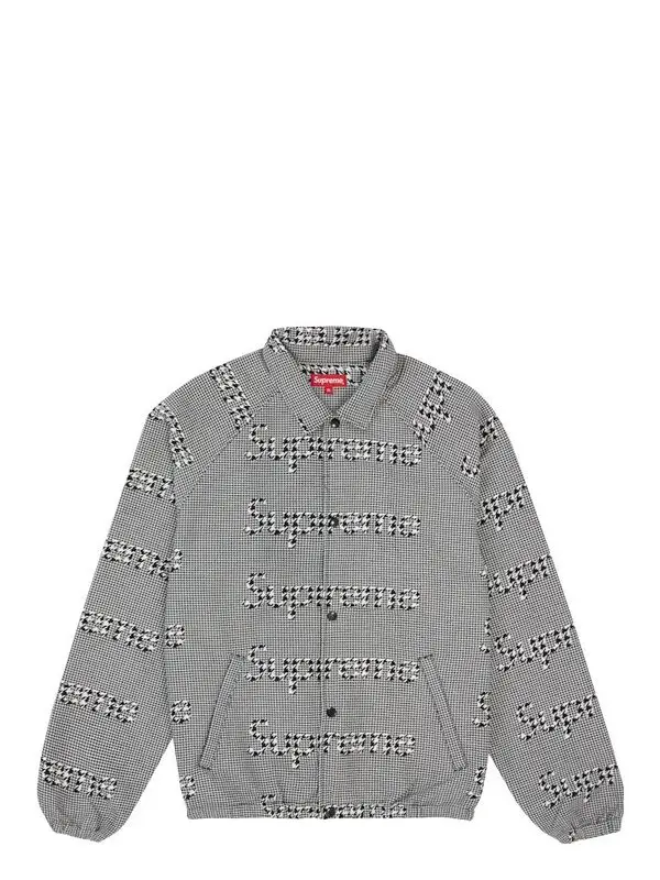 Supreme Houndstooth Logos Snap Front Jacket - Black
