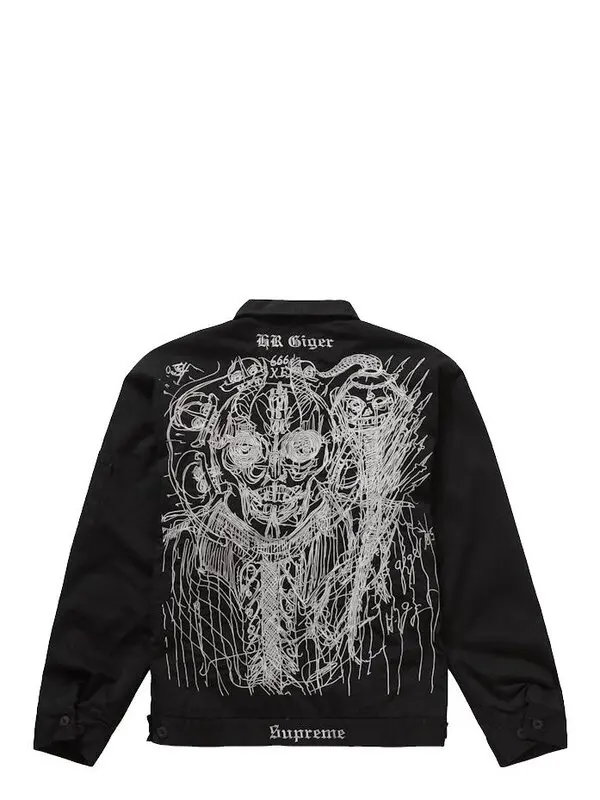 Supreme H.r. Giger Embroidered Work Jacket - Black