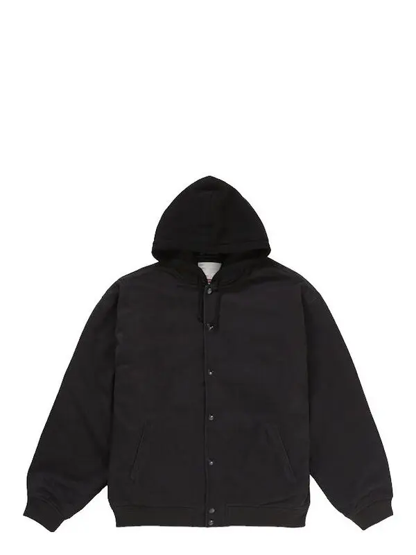 Supreme Hooded Twill Varsity Jacket - Black