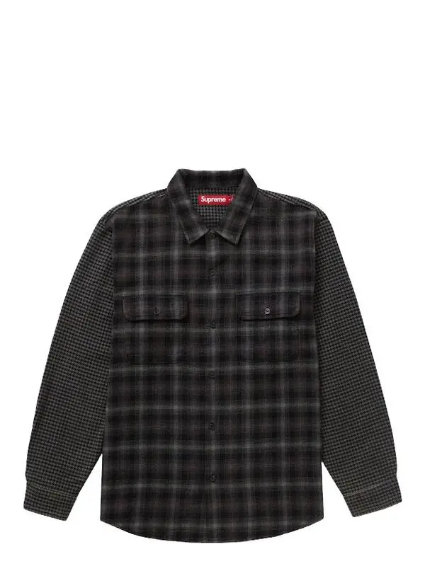 Supreme Houndstooth Plaid Flannel Shirt - Black
