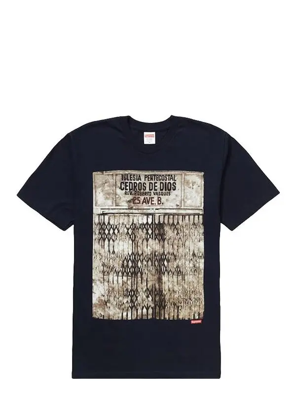 Supreme Martin Wong Iglesia Pentecostal Tee Shirt - Navy Blue