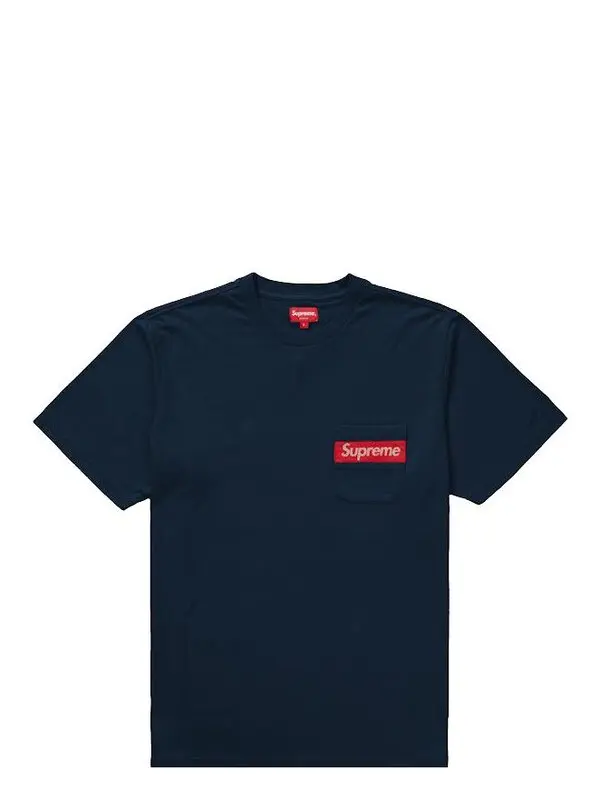 Supreme Mesh Stripe Pocket Tee Shirt - Navy Blue