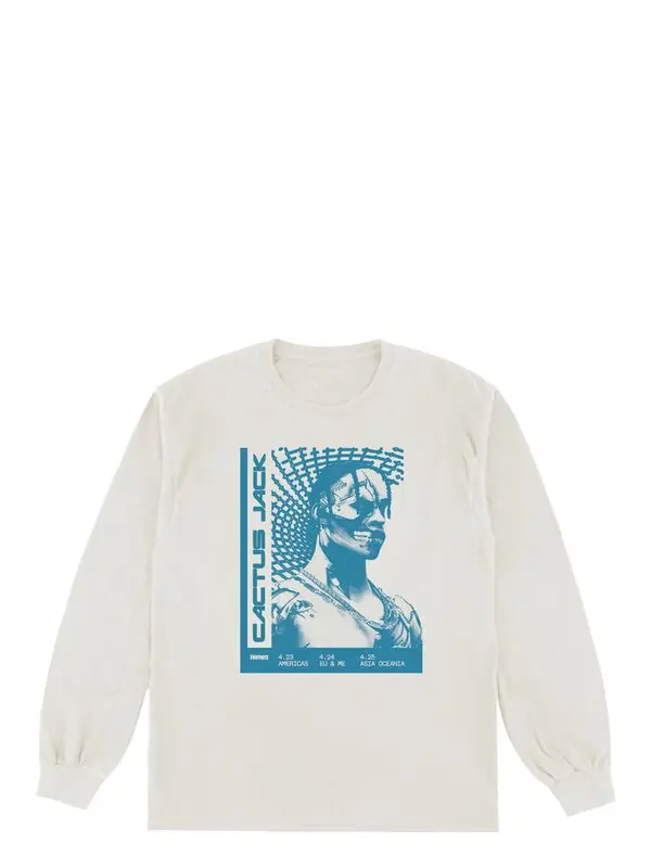 TRAVIS SCOTT T3500 Repeat Long Sleeve Tee Shirt - White
