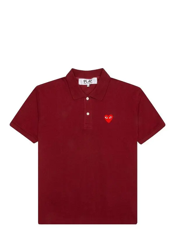 Play Comme Des Garcon Red Emblem Polo Shirt - Burgundy
