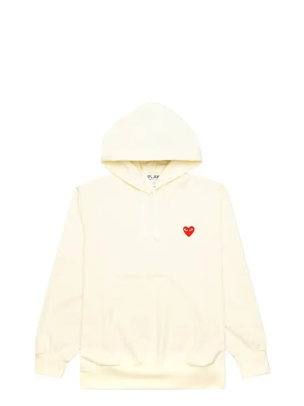 Play Comme Des Garcon Red Heart Hoodie - Ivory