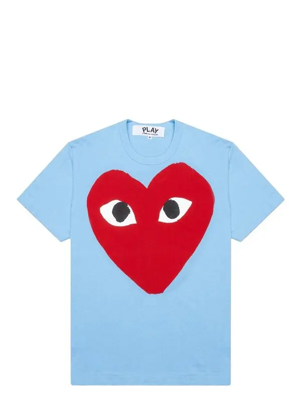 Play Comme Des Garcon Pastelle Red Heart T-shirt - Blue