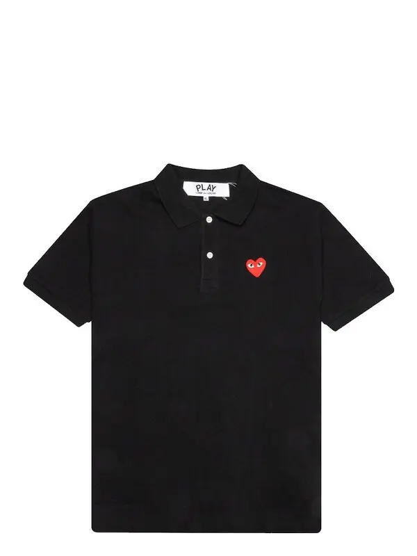 Play Comme Des Garcon Red Emblem Polo Shirt - Black