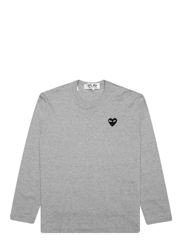 Play Comme Des Garcon Black Heart Emblem Long Sleeve T-shirt - Grey