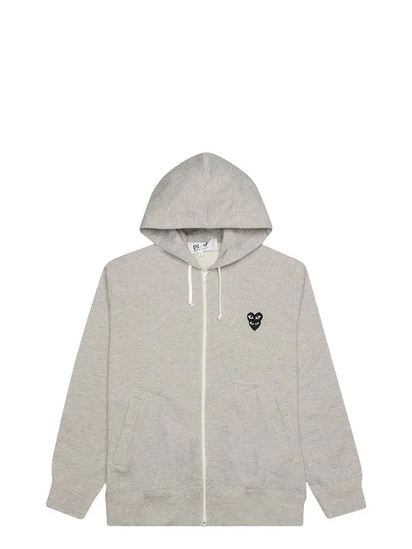 Play Comme Des Garcon Stacked Heart Zip Up Hoodie - Grey