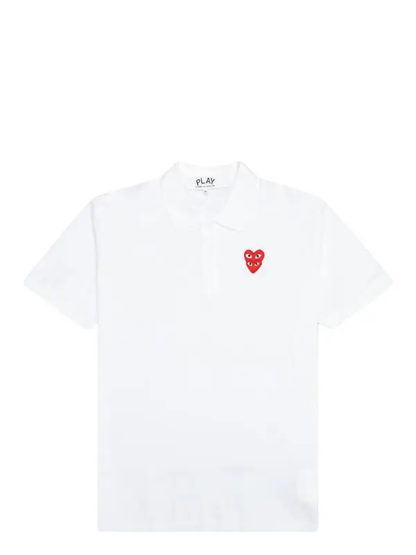Play Comme Des Garcon Stacked Heart Polo Shirt - White