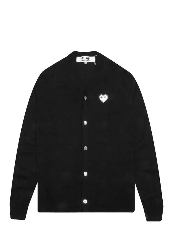 Play Comme Des Garcon Heart Knit Cardigan Sweater - Black