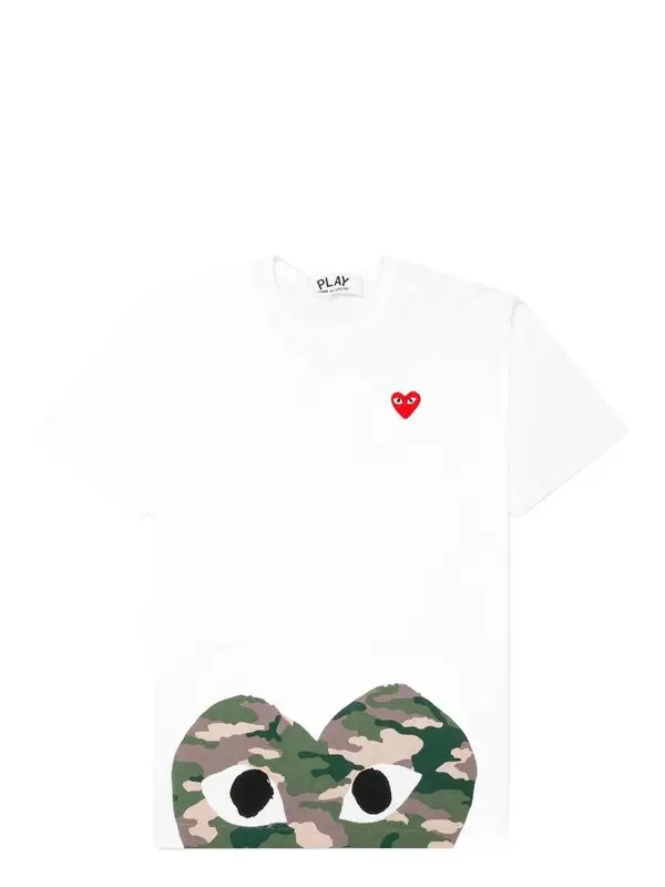 Play Comme Des Garcon Camouflage Edge Heart T-shirt - White