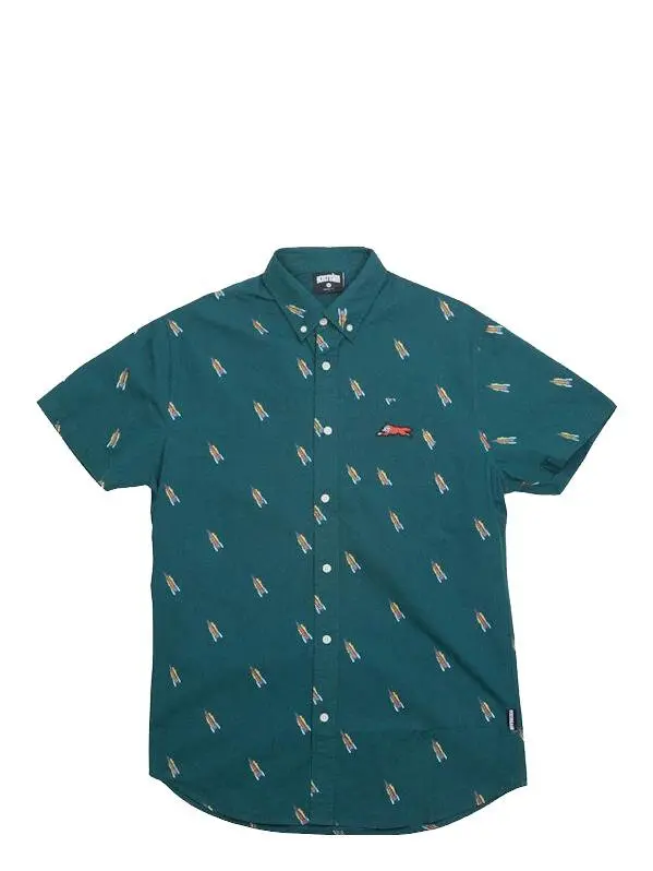 HARVEY NICHOLS Lift Woven Short Sleeve Shirt - Green/deep Teal