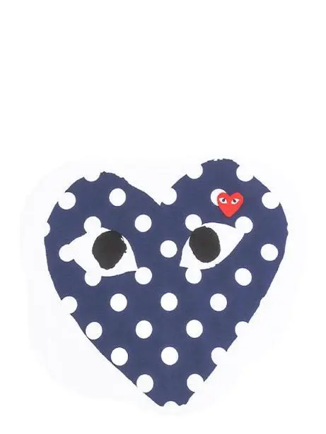 Play Comme Des Garcon Navy Polka Dot Full Heart T-shirt - White