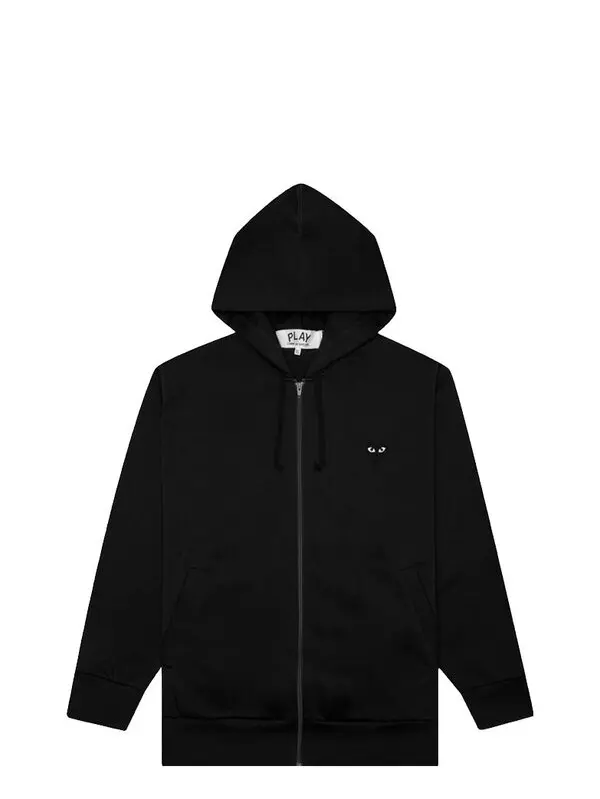 Play Comme Des Garcon Big Heart Zip Up Hoodie - Black