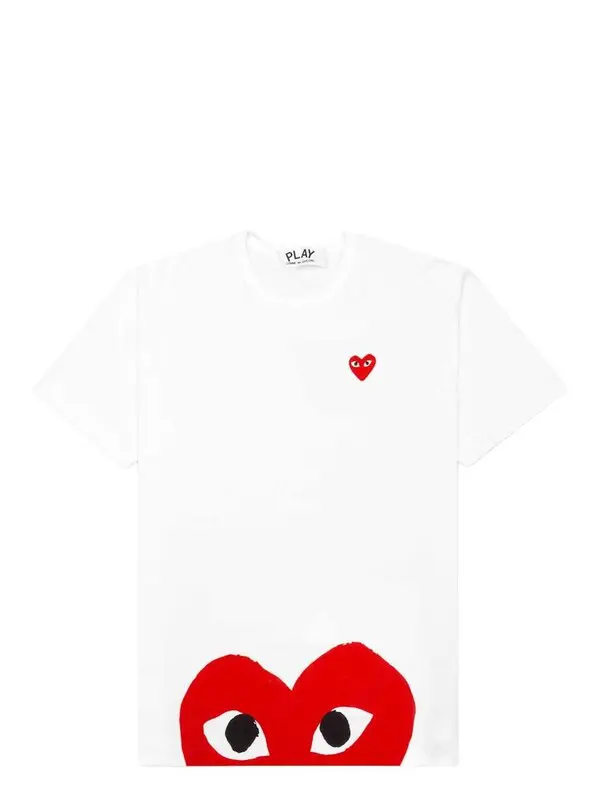 Play Comme Des Garcon Red Half Heart T-shirt - White