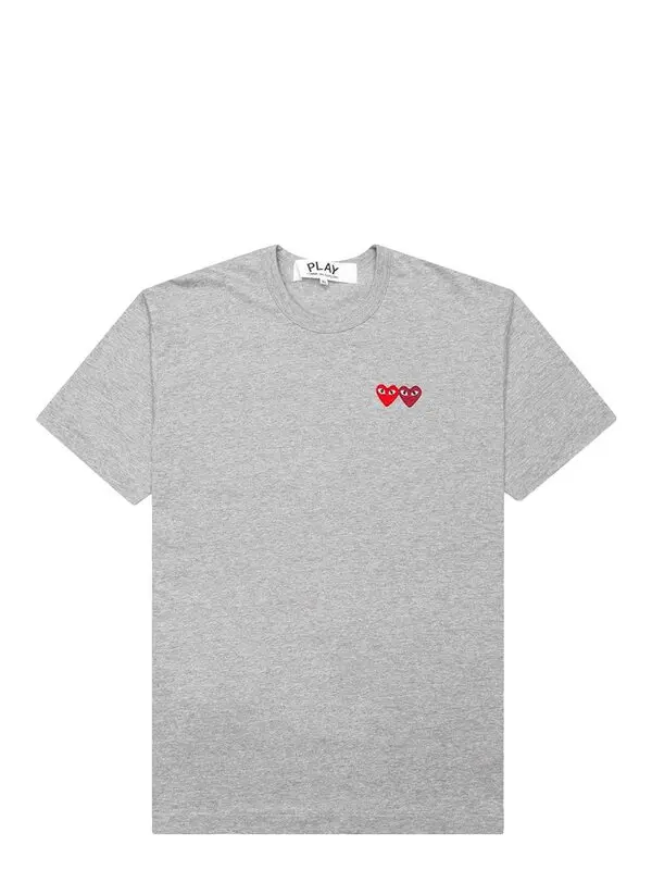 Play Comme Des Garcon Double Hearts T-shirt - Grey