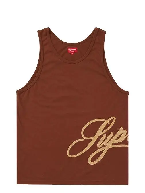 Supreme Mesh Script Tank Top - Brown
