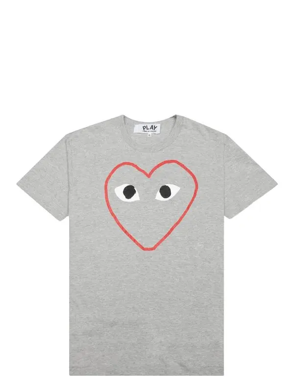 Play Comme Des Garcon Red Heart Sketch T-shirt - Grey