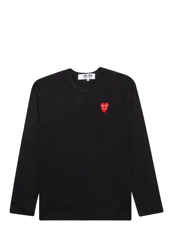 Play Comme Des Garcon Red Stacked Heart Long Sleeve T-shirt - Black