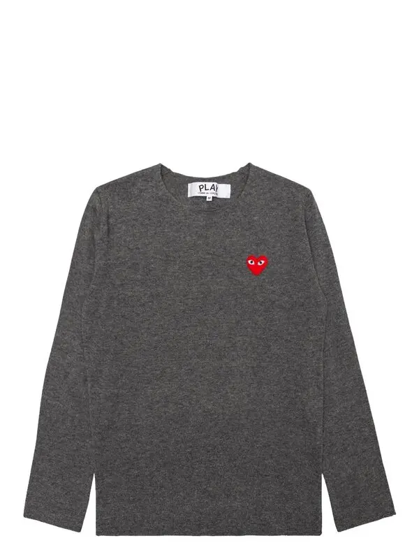 Play Comme Des Garcon Red Heart Crewneck Sweatshirt - Grey
