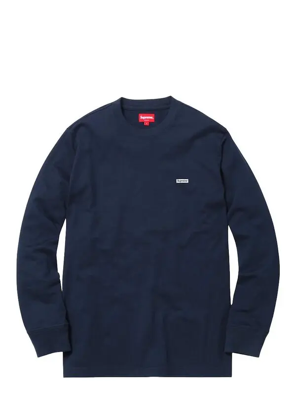Supreme Metallic Box Logo Long Sleeve Tee Shirt - Navy Blue