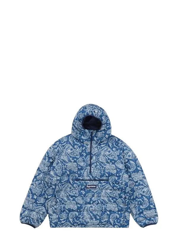 Supreme Micro Down Half Zip Hooded Pullover - Blue Paisley