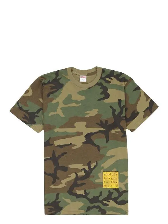 Supreme Middle Finger To The World Tee Shirt - Woodland Camo