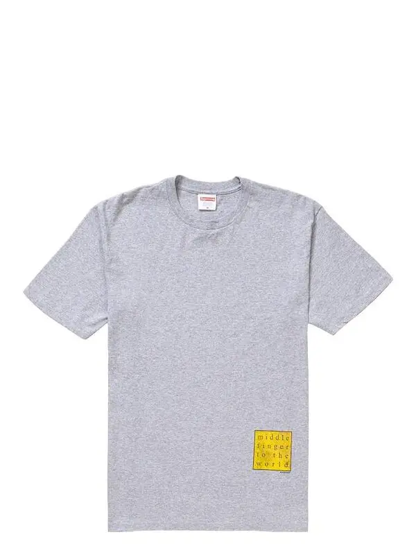 Supreme Middle Finger To The World Tee Shirt - Heather Grey