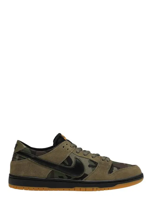 Nike Dunk Low Skate Camo Sneakers - Medium Olive/black/gum Light Brown