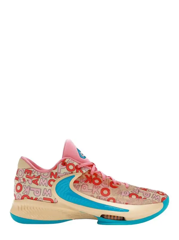 Nike Zoom Freak 4 Letter Bros Sneakers - Pale Vanilla/blue Lighning/coral