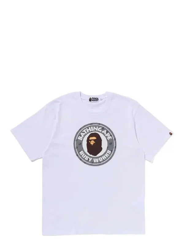 A BATHING APE Cloud Head Monogram Busy Works Tee Shirt - White