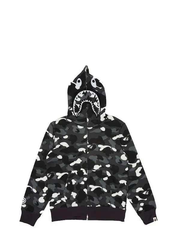 BAPE City Camo Shark Full Zip Hoodie - Black