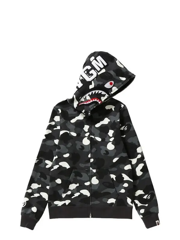 BAPE City Camo Shark Full Zip Hoodie - Black