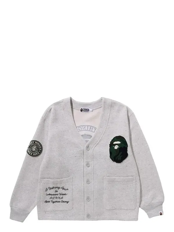 A BATHING APE College Badges Sweat Cardigan - Gray