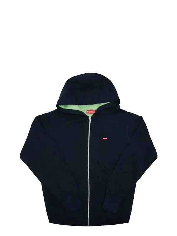 Supreme Contrast Zip Up Hooded Sweatshirt - Navy Blue