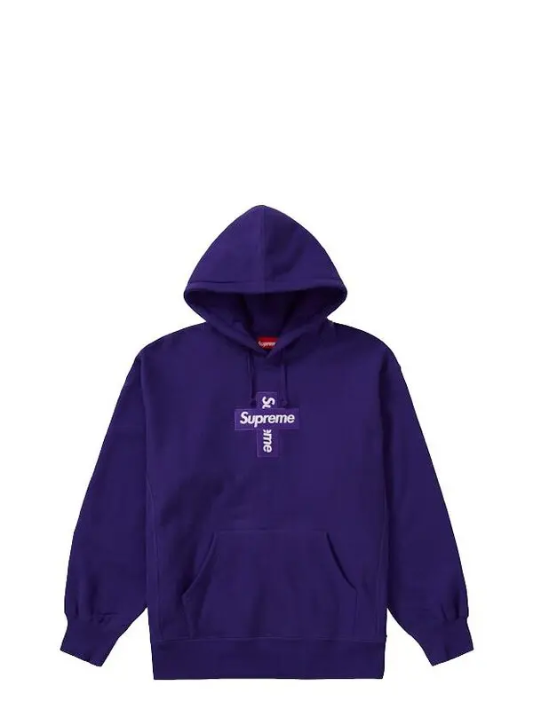 Supreme Cross Box Logo Hooded Sweatshirt - Purple