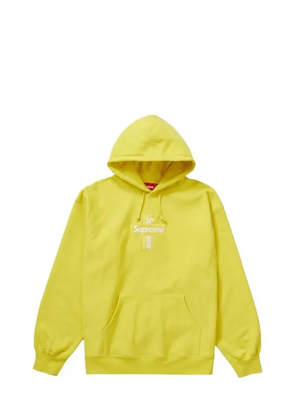 Supreme Cross Box Logo Hooded Sweatshirt - Lemon