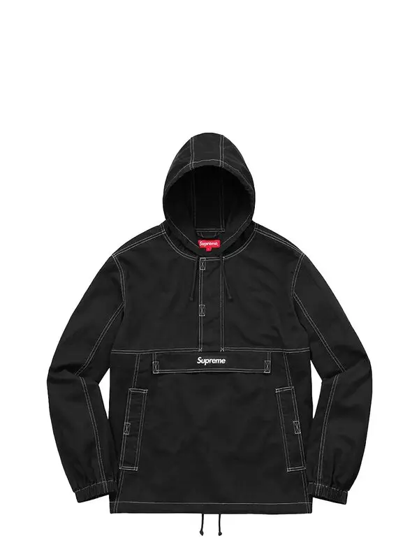 Supreme Contrast Stitch Twill Pullover - Black