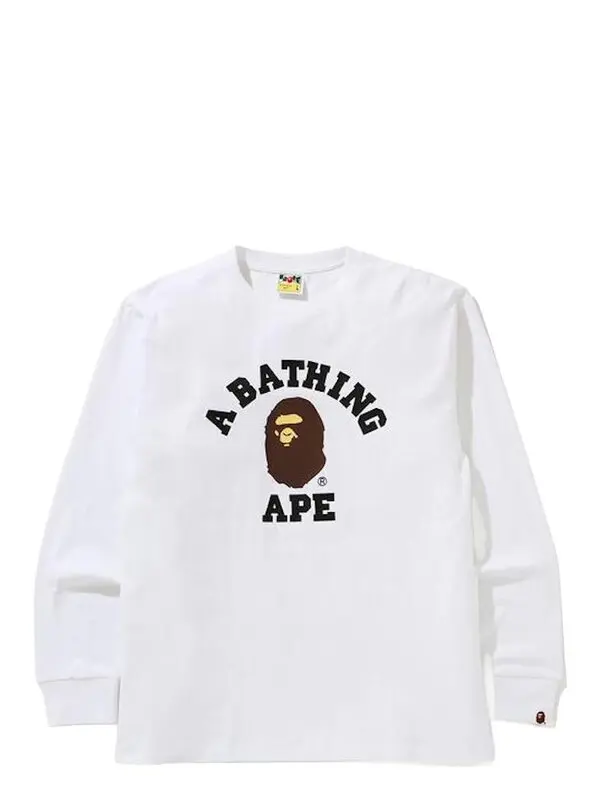 A BATHING APE College Long Sleeve Tee Shirt - White