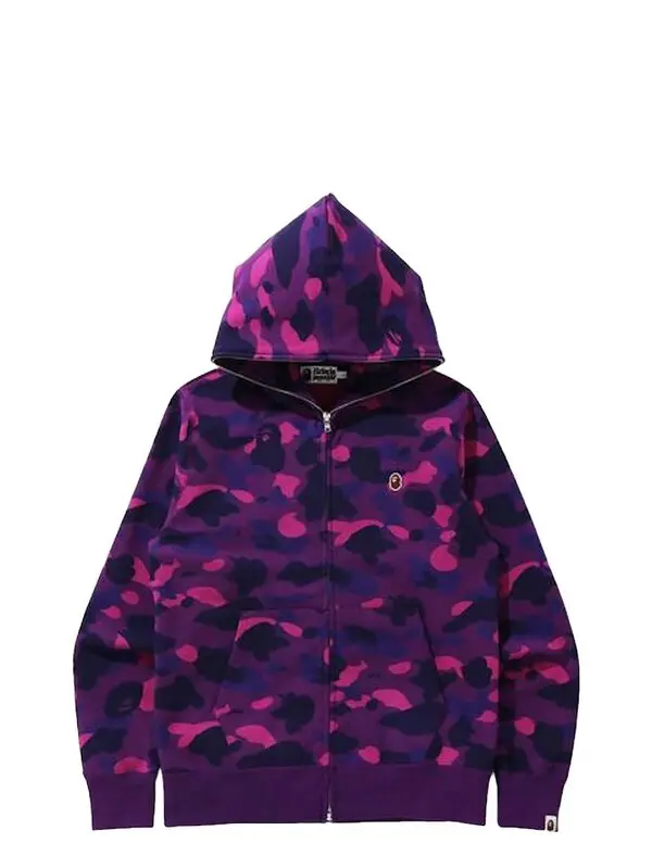 BAPE Camo Ape Head Full Zip Hoodie - Purple