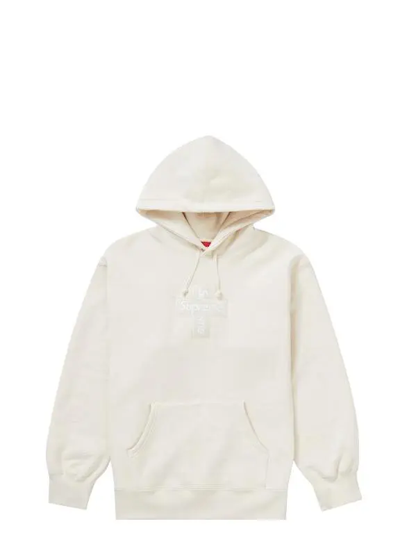 Supreme Cross Box Logo Hooded Sweatshirt - Natural