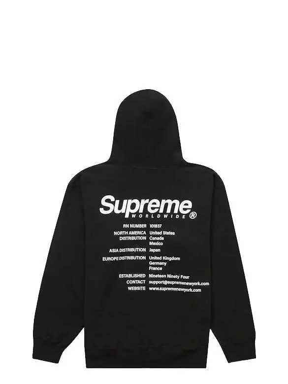 Supreme Worldwide Hooded Sweatshirt - Black