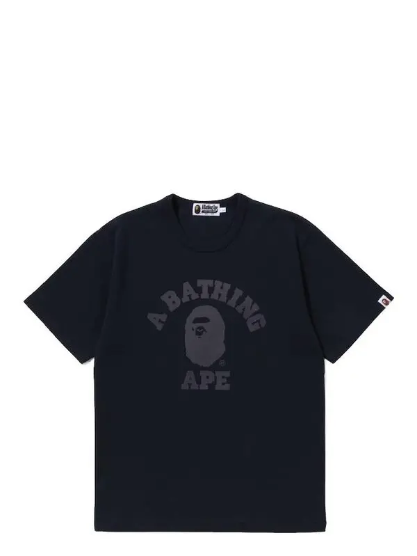 A BATHING APE College Heavy Weight Tee Shirt - Navy Blue