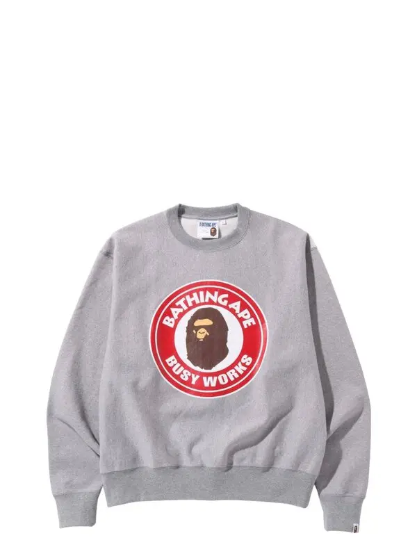 BAPE Classic Busy Works Relaxed Fit Crewneck Sweatshirt - Grey