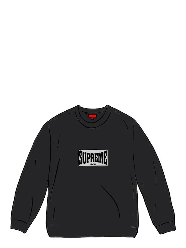 Supreme Woven Label Long Sleeve Top - Black