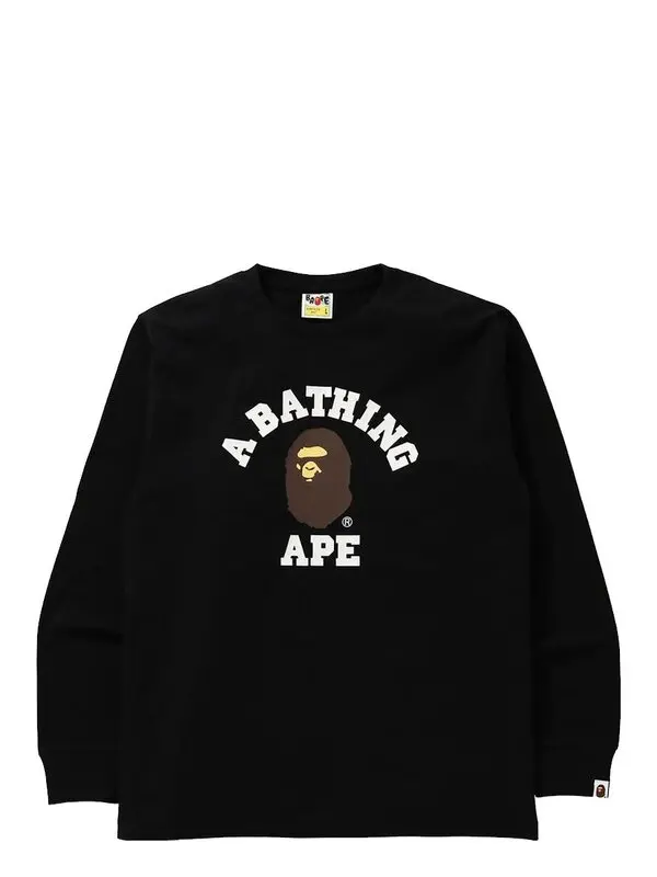 A BATHING APE College Long Sleeve Tee Shirt - Black