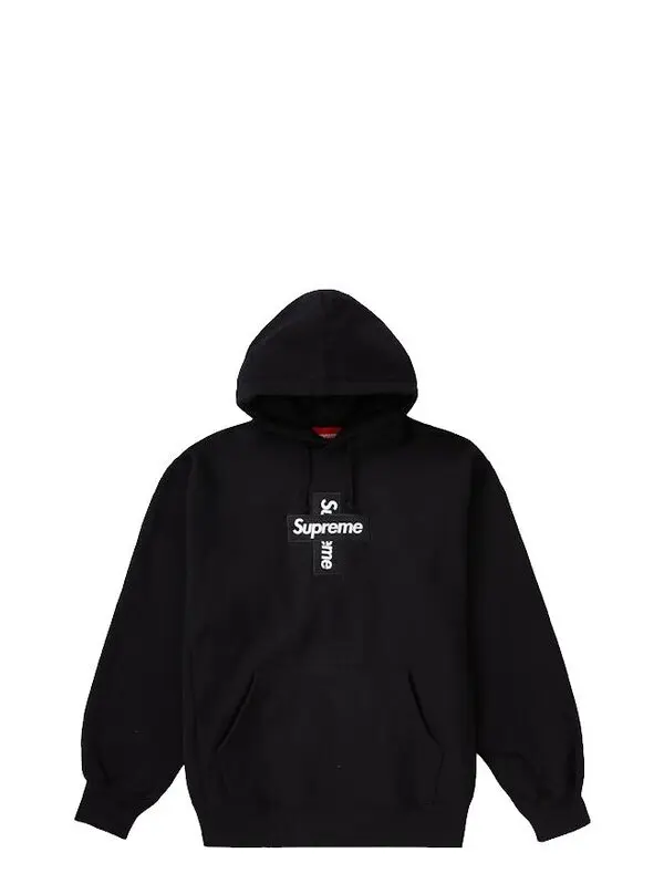 Supreme Cross Box Logo Hooded Sweatshirt - Black
